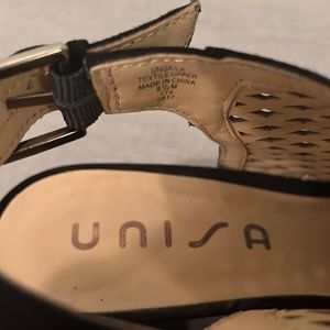 Unisa | Shoes | Unisa Ungaila Black Suede Laser Cut Sandals Heels Size ...